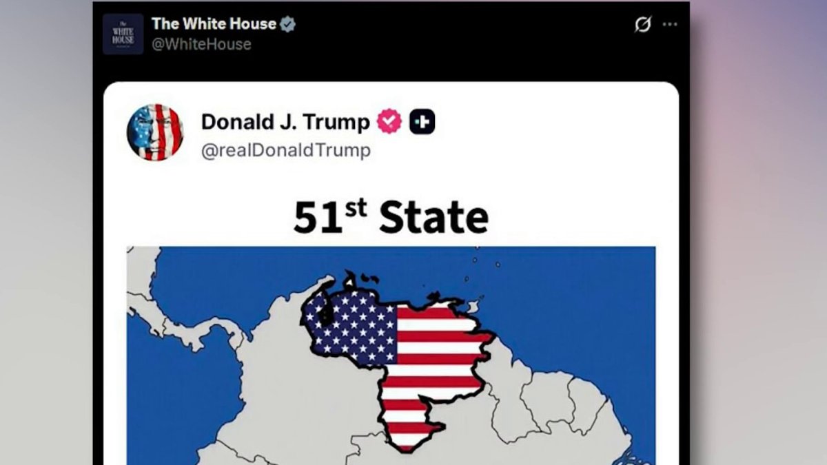 Trump comparte imagen del mapa de Venezuela con bandera de EEUU ...